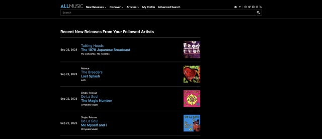 New AllMusic Feature: Personalized New Release Notifications