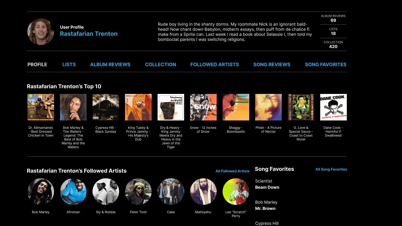 New AllMusic Feature - User Profiles & Sharing Your Album Lists